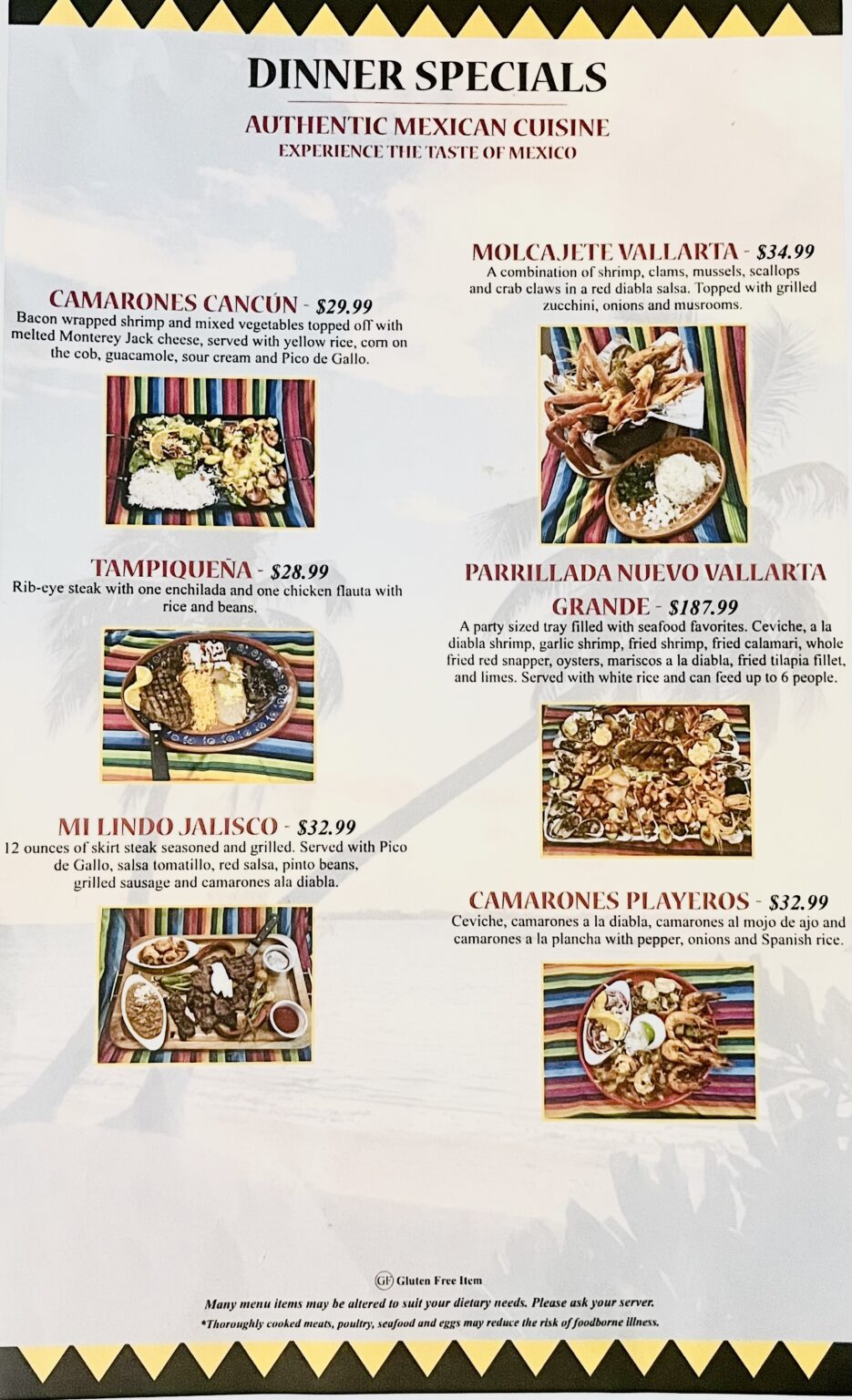 Menu – Nuevo Vallarta Minden